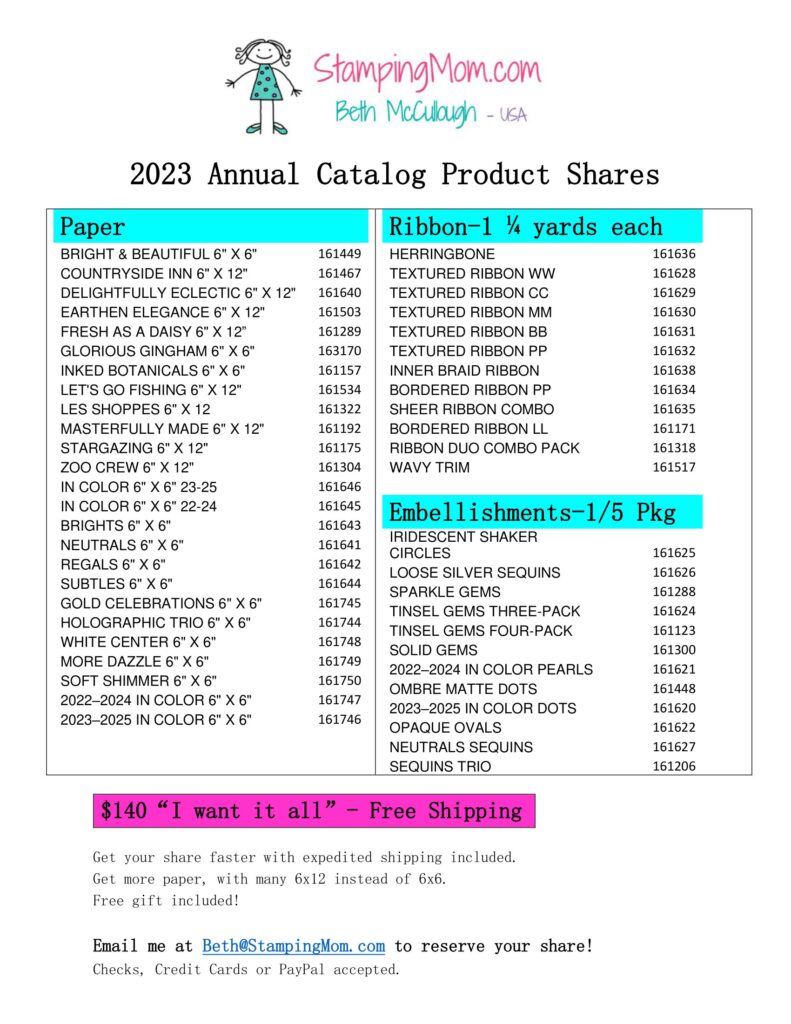 2023 Annual Catalog “I want it all share” – Stamping Mom